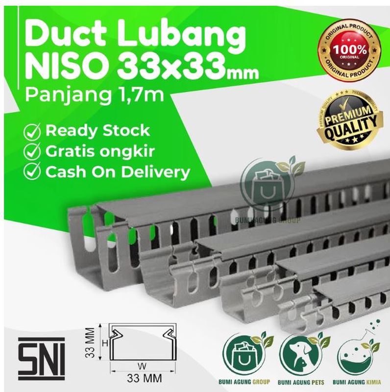Kabel duct sirip 33 mm x 33 mm