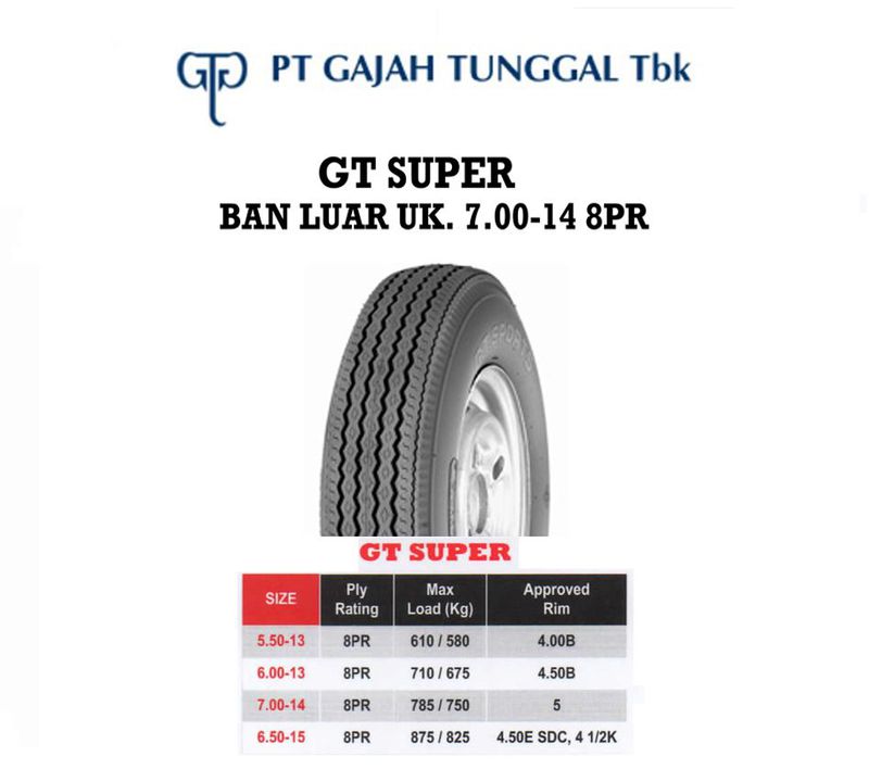 GT SUPER UK. 7.00-14 8PR, BAN LUAR+BAN DALAM+FLAP