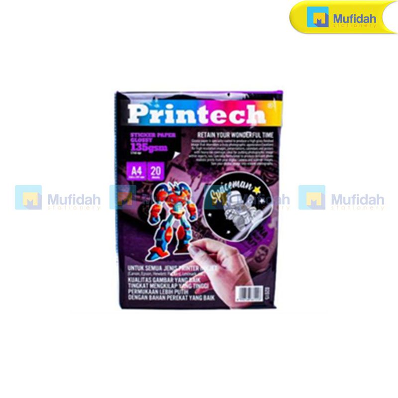 PRINTECH STICKER GLOSSY PPR A4 135GSM