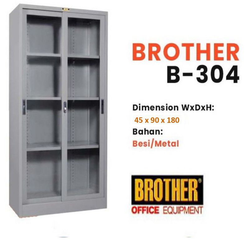Lemari Tinggi Sleding Kaca Brother B-304