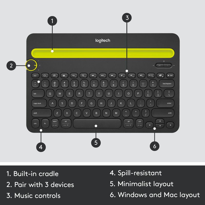 LOGITECH K 480 Bluetooth Multi-Device Keyboard Black (920-006380)