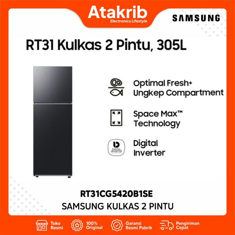 KULKAS 2 PINTU INVERTER MEREK SAMSUNG, TYPE RT31CG5420B1SE