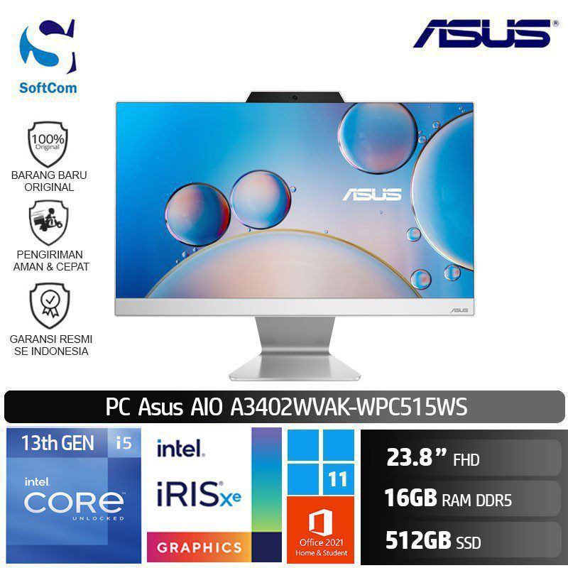 ASUS AIO A3402WVAK-WPC515WS I5 1335U 16GB 512GB SSD W11 23.8