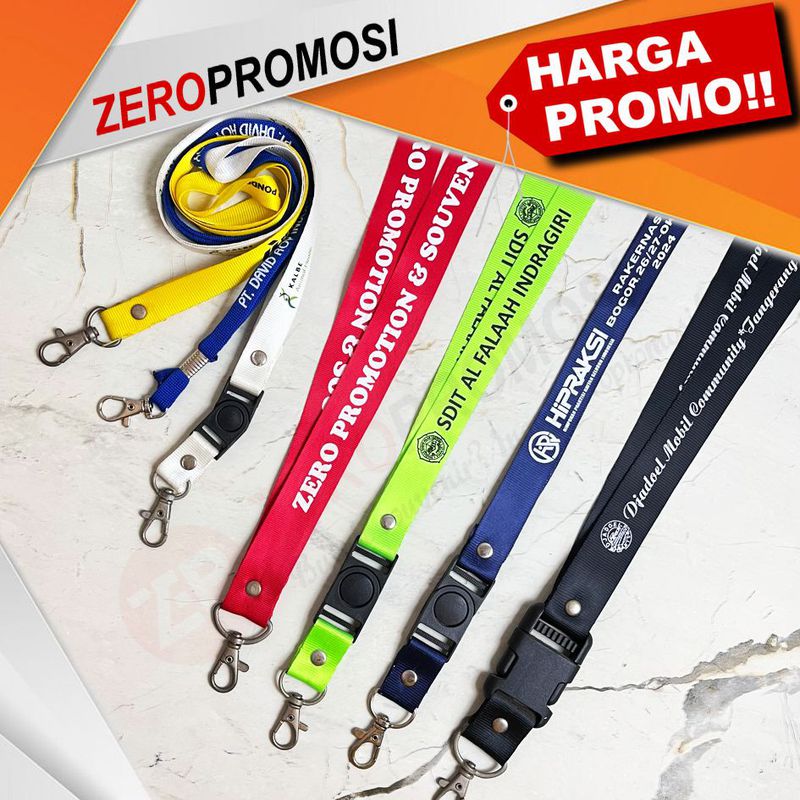 Cetak Tali ID Card Custom Lanyard Printing Tisu Sablon Polyester