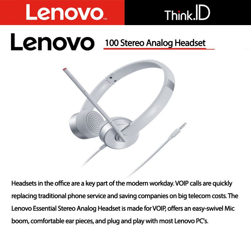 Lenovo 100 Stereo Analog Headset GXD1B60597