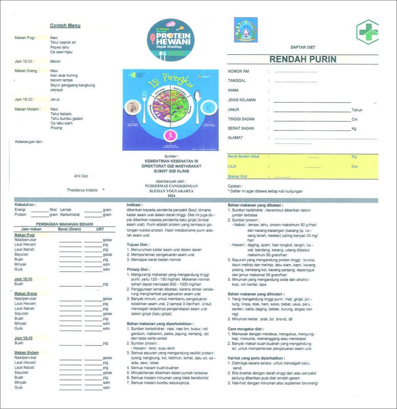 Leaflet rendah purin Puskesmas cangkringan