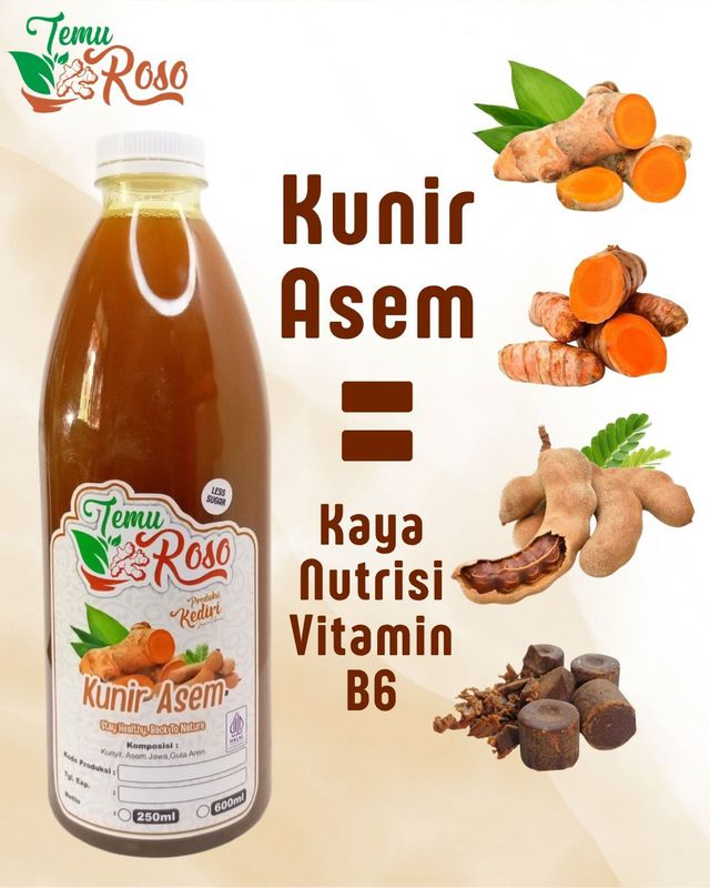 Minuman Jamu Botolan Temu Roso Kunir Asem Ukuran Botol 600ml