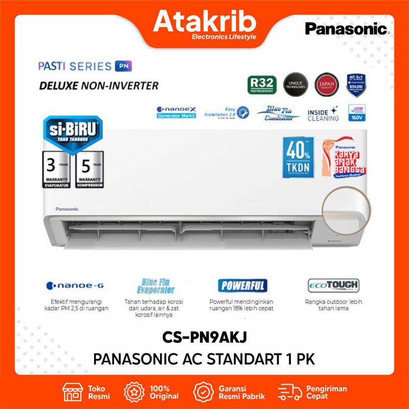 AC SPLIT STANDART 1PK MEREK PANASONIC, TYPE CS/CU-PN9AKJ