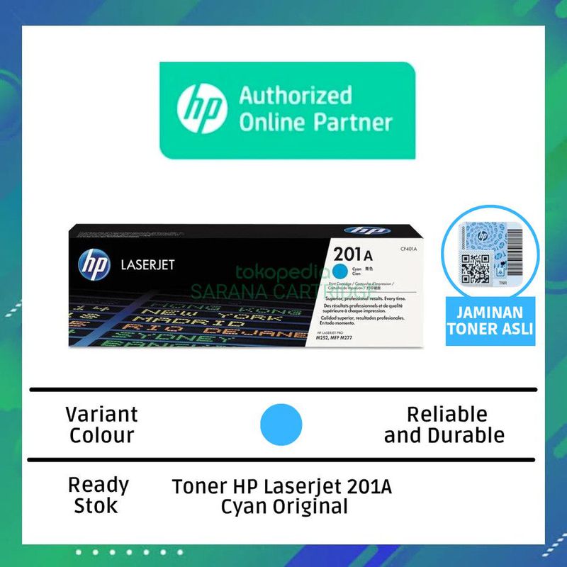 Toner Cartridge HP tipe 201 A (CF 401 A) cyan