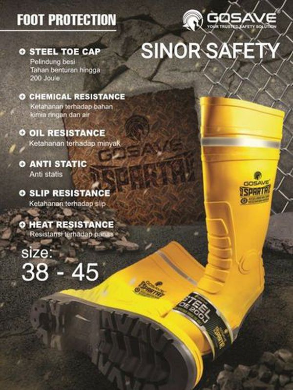 Sepatu Boot Rubber Safety GOSAVE SPARTA - 42