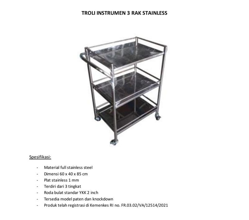 Trolley / Troli 3 Susun SS / Stainless steel