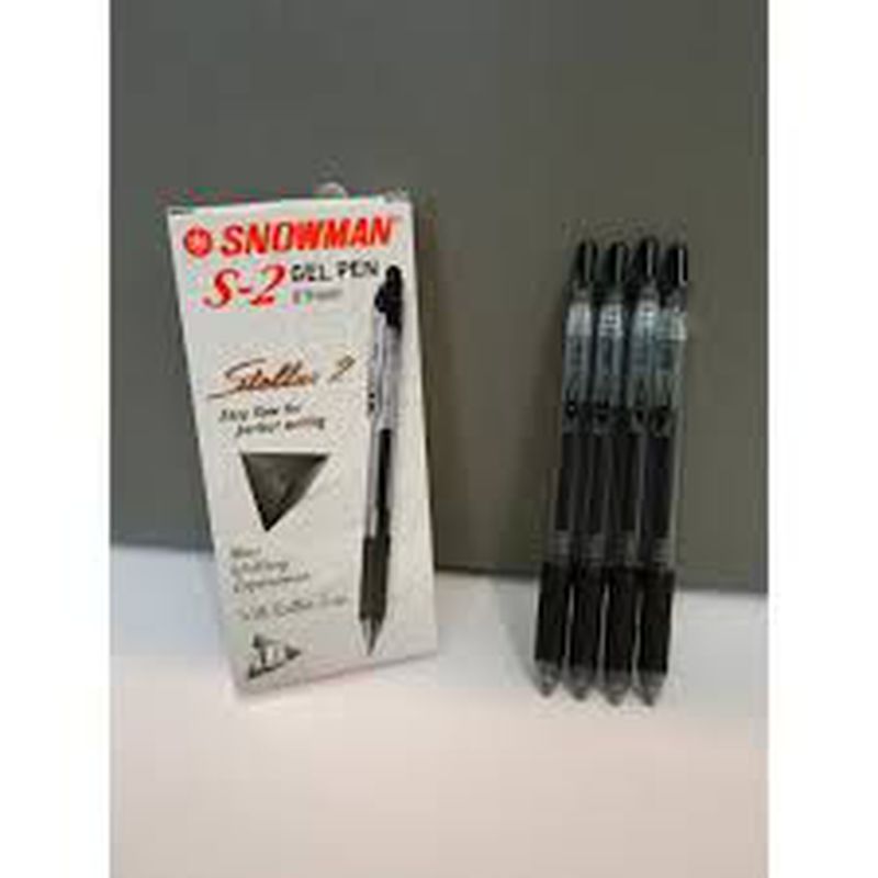 BOLPOIN SNOWMAN S2 0.5mm GEL PEN (12 PCS) - Hitam