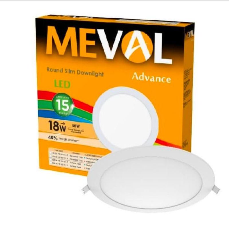 LED Slim Downlight 18 Watt Cahaya Putih Meval