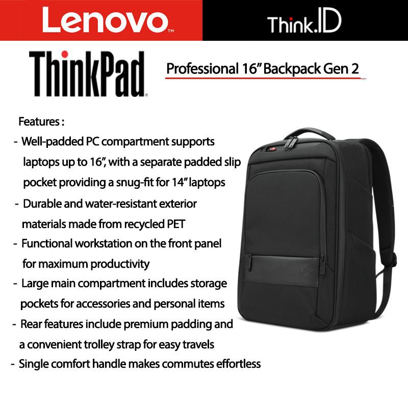 Tas Laptop ThinkPad Professional 16-inch Backpack Gen 2 4X41M69794