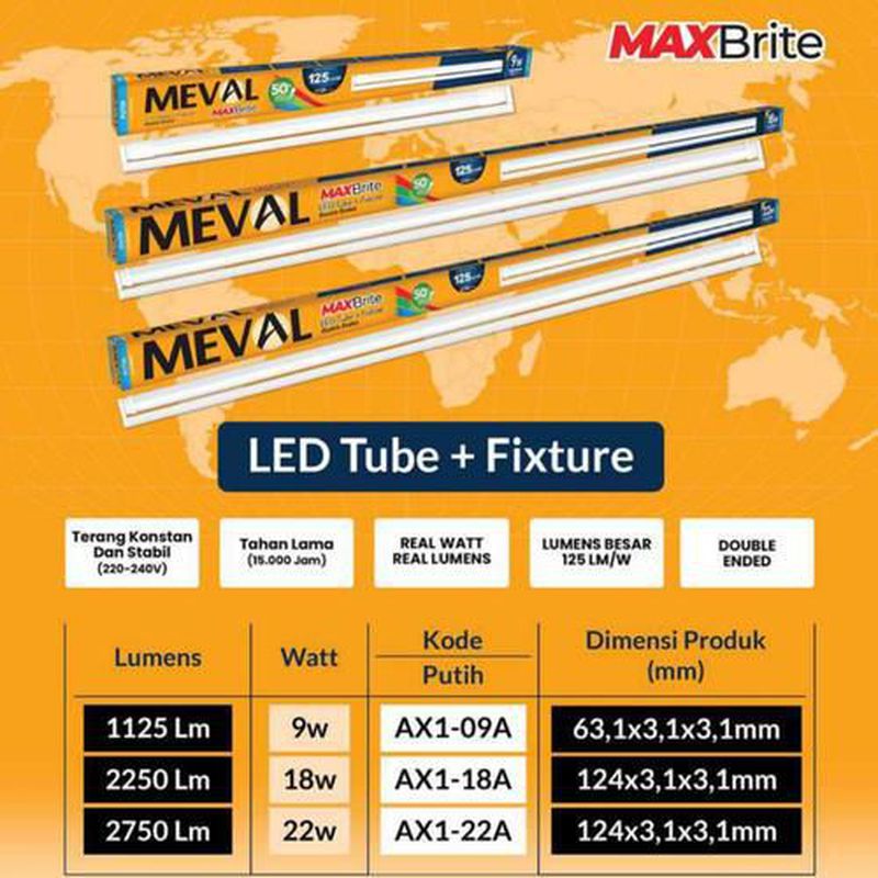 LAMPU TL LED TUBE T8 9W PUTIH