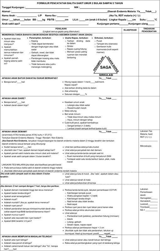 form pencatatan bayi sakit