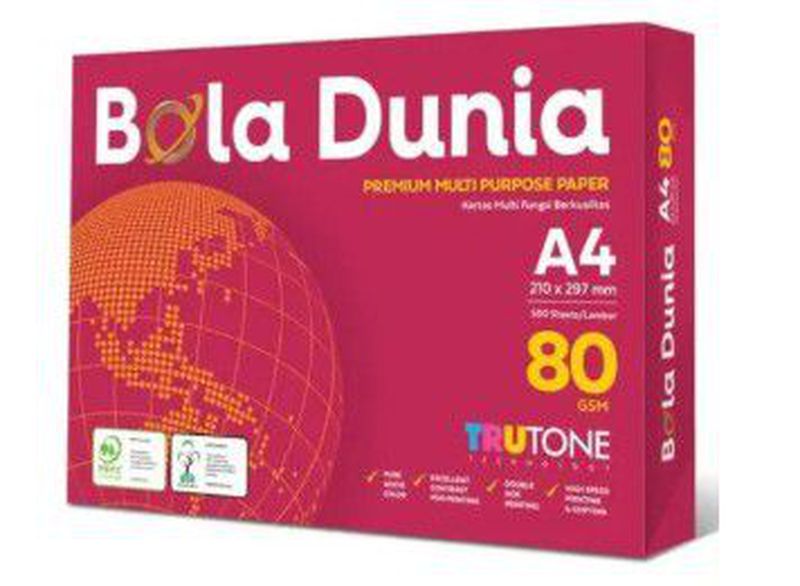 Kertas HVS A4 80 Gram Bola Dunia