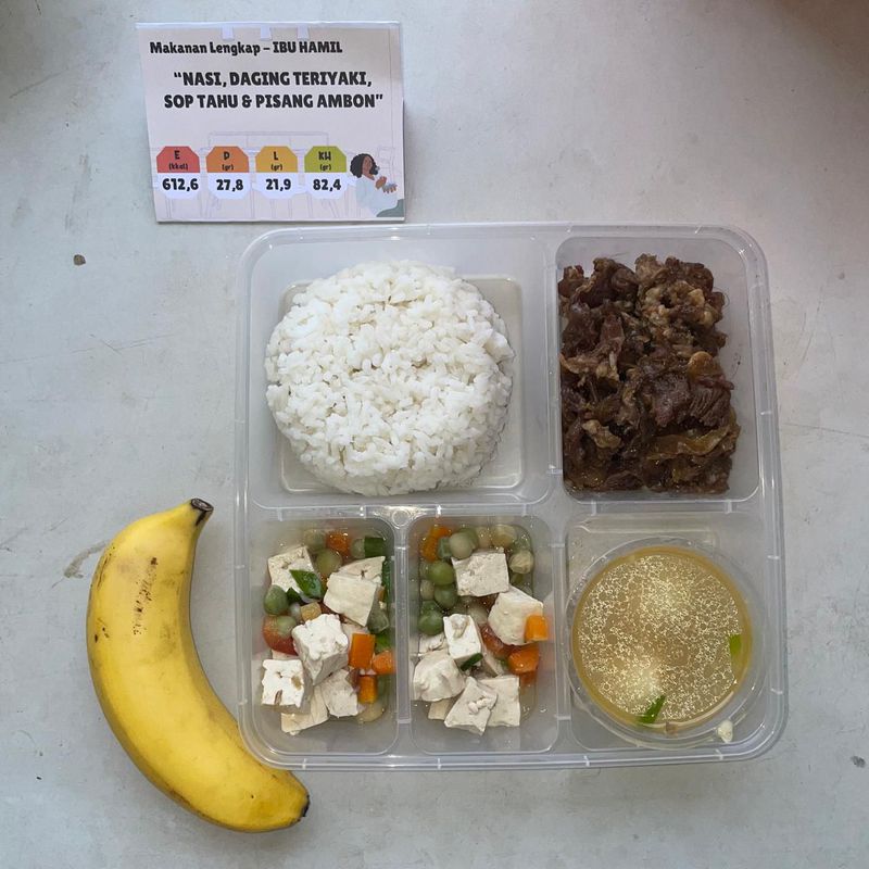 PMT Lokal Depok Ibu Hamil ( Nasi Daging Teriyaki Sop Tahu Pisang Ambon )