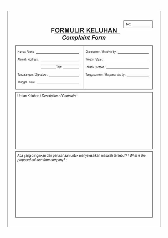 Form Keluhan Pelanggan