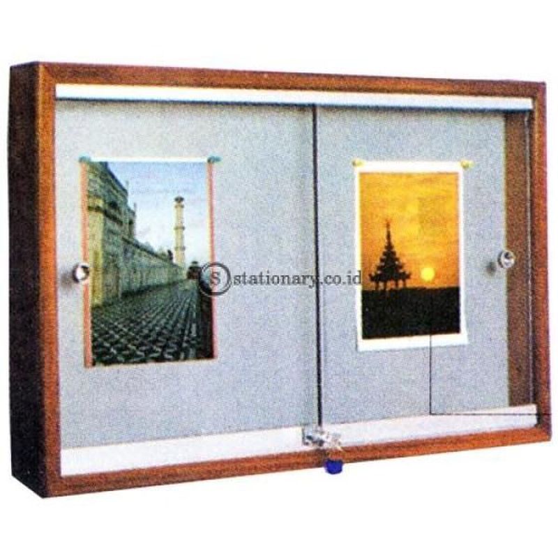 PAPAN INFORMASI KAYU JATI DENGAN PINTU SLIDING KACA (UK. P 120 x T 100 ...
