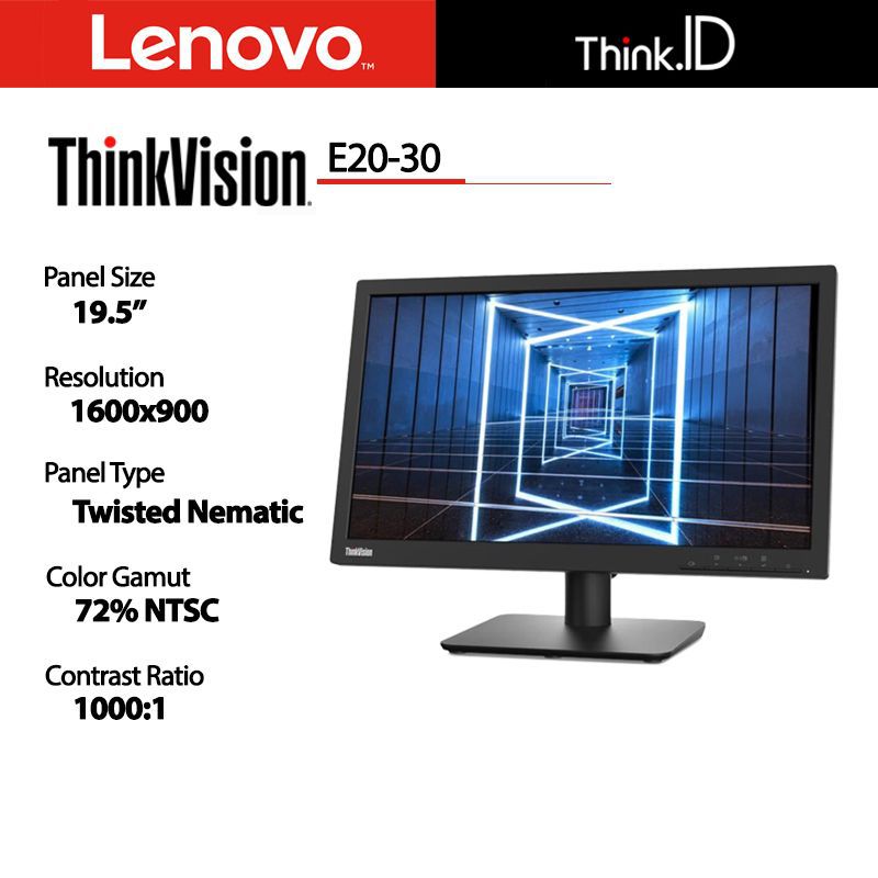 Monitor LED Lenovo ThinkVision E20-30 19.5" 1600x900 TN AG 72%NTSC Eye ...