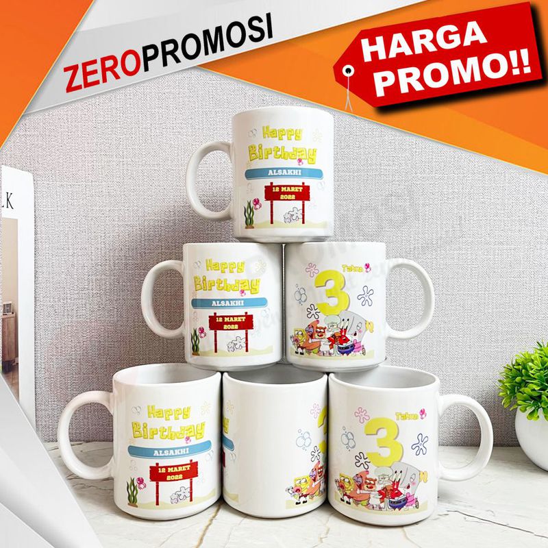 Souvenir Mug Ultah Anak custom nama & desain favorit