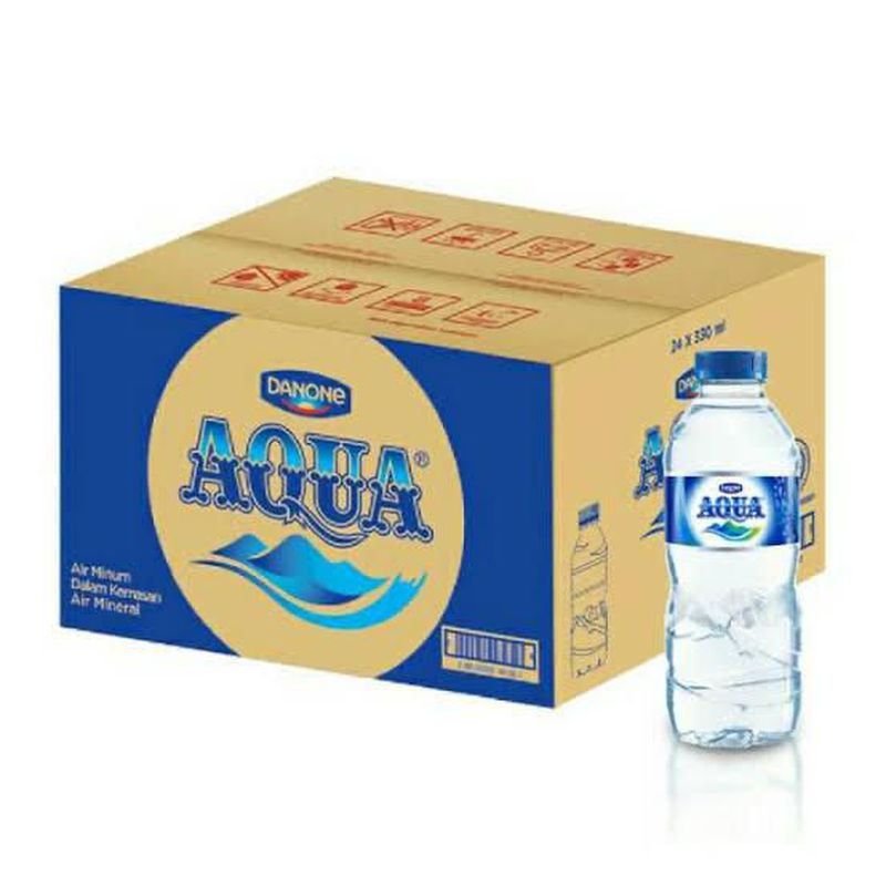 Aqua Air Mineral Kemasan Botol Mini Kecil Karton Dus 24 x 330ml