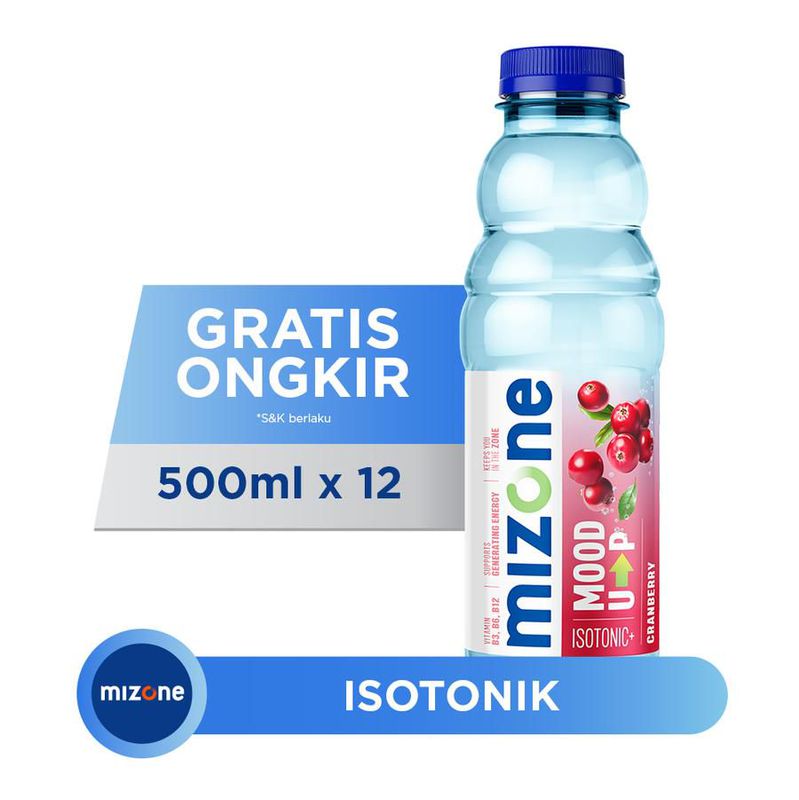 Mizone Isotonik Mood Up Cranberry 500ml x 12 botol (1 box) - Coco Boost