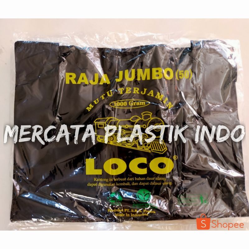kantong Plastik Kresek LOCO HD PE Tebal Hitam ukuran 50 JUMBO 1 kg ...