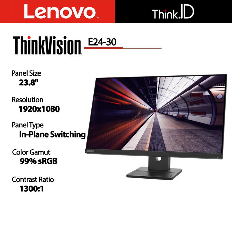 Monitor LED Lenovo ThinkVision E24-30 23.8" 1920x1080 IPS 99% sRGB