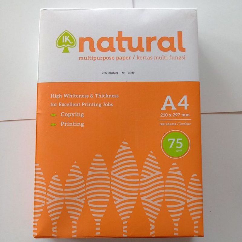 Kertas A4 Natural ukuran 219x297 mm isi 500 sheets