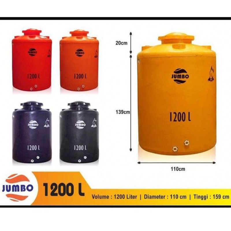Tandon Air Plastik Kapasitas 1.200 Liter