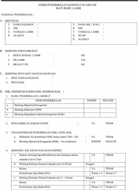 Form PKG Balita ( 1 tahun )