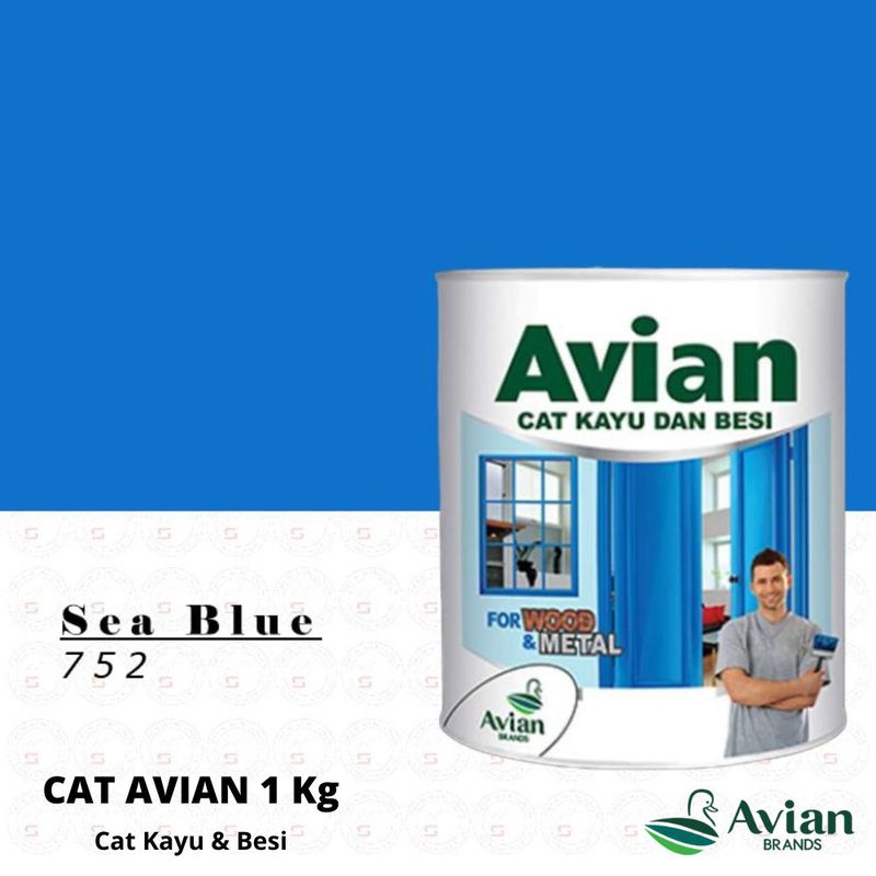 0.9lt 752 Sea Blue Cat Synthetic Besi Kayu AVIAN PAINT