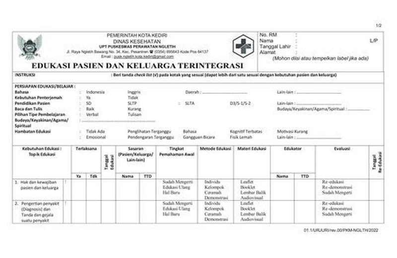 FORM EDUKASI PASIEN