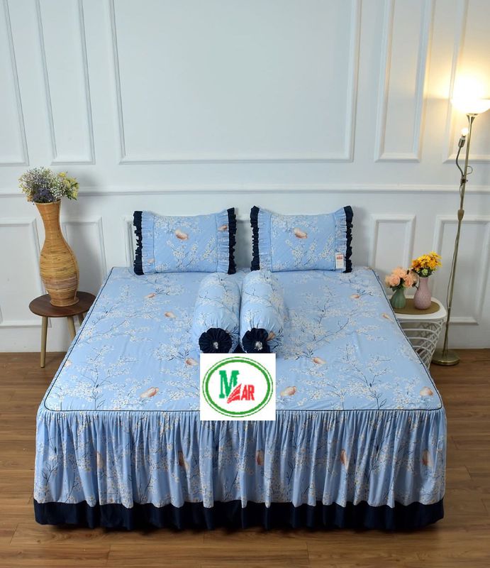 BED COVER SET SPREI RIMPEL/RUMBAI KATUN MOTIF BUNGA & MINIMALIS DESAIN ...