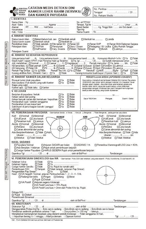 Formulir Deteksi dini Kanker Leher rahim & Payudara