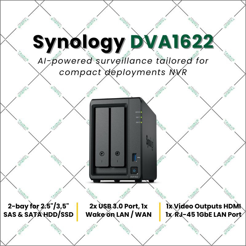 NVR Synology AIO Stand Alone NVR DVA1622 up to 4ch-12channel