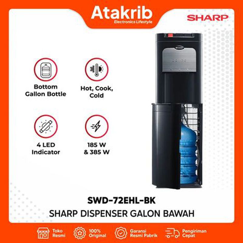 DISPENSER GALON BAWAH MEREK SHARP, TYPE SWD-72EHL-BK