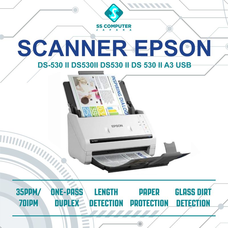 Scanner Epson DS-530II DS530II DS-530 II DS530 II DS 530 II ADF A3
