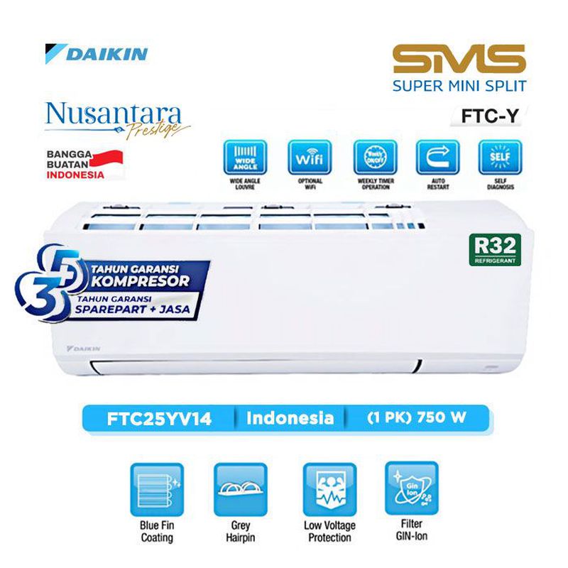 DAIKIN FTC25YV14 AC SPLIT 1 PK DENGAN PEMASANGAN AC