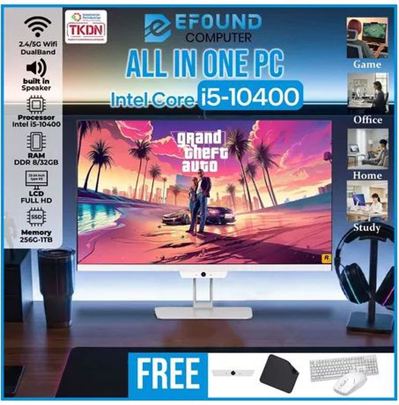 eFound PC All-in-One Intel Core i5-10400 – Super Tipis, Full HD 24 inch ...