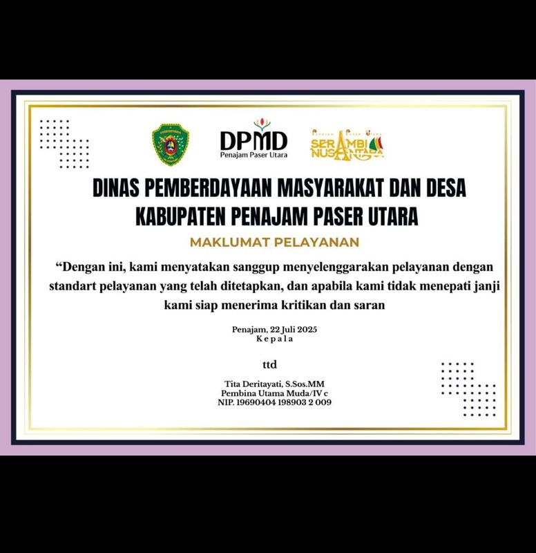 SPANDUK DPMD MAKLUMAT PELAYANAN 100 x 70
