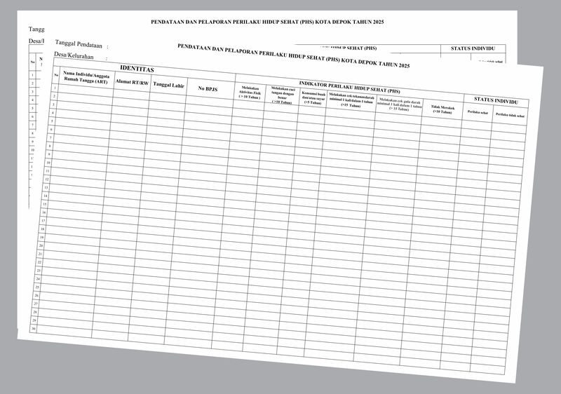 FORM PENDATAAN DAN PELAPORAN PHS
