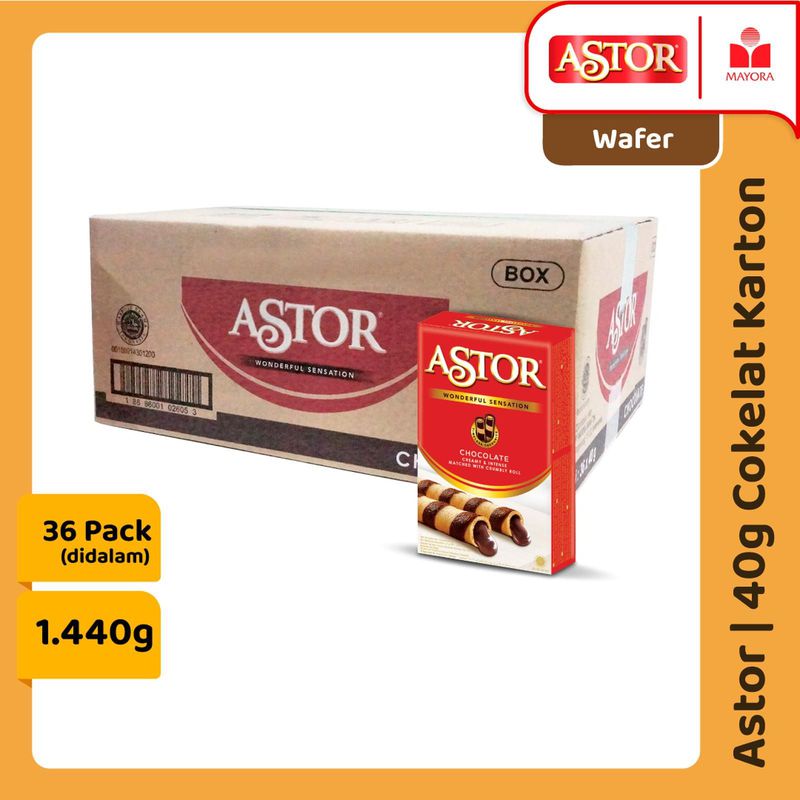 Wafer Astor Coklat 40 Gram 1 Karton