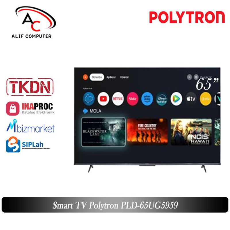 Smart TV Polytron PLD-65UG5959 65" + Bracket Standing