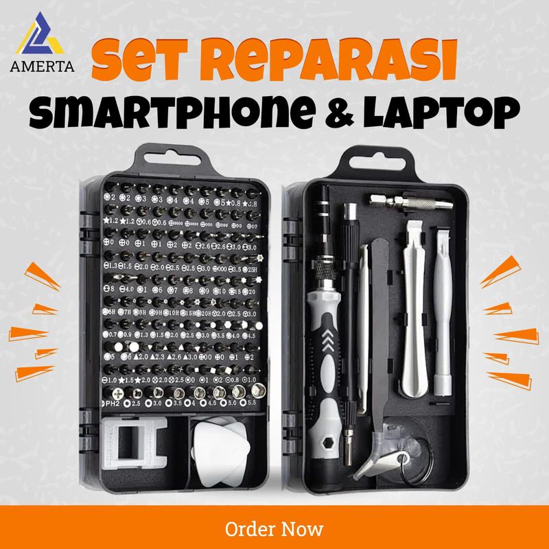 Obeng 115 in 1 Screwdriver Set Reparasi Smartphone Laptop Precision