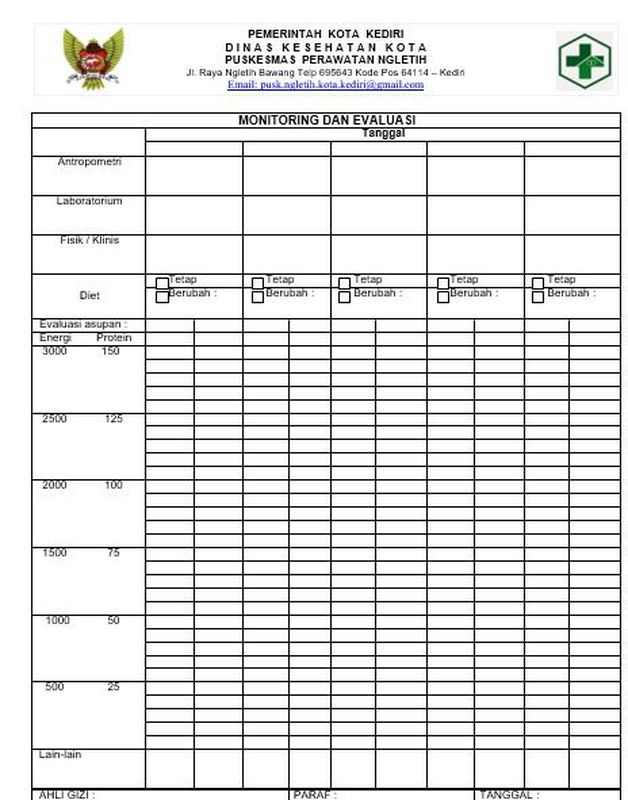 LEMBAR MONITORING DAN EVALUASI GIZI 1PLY