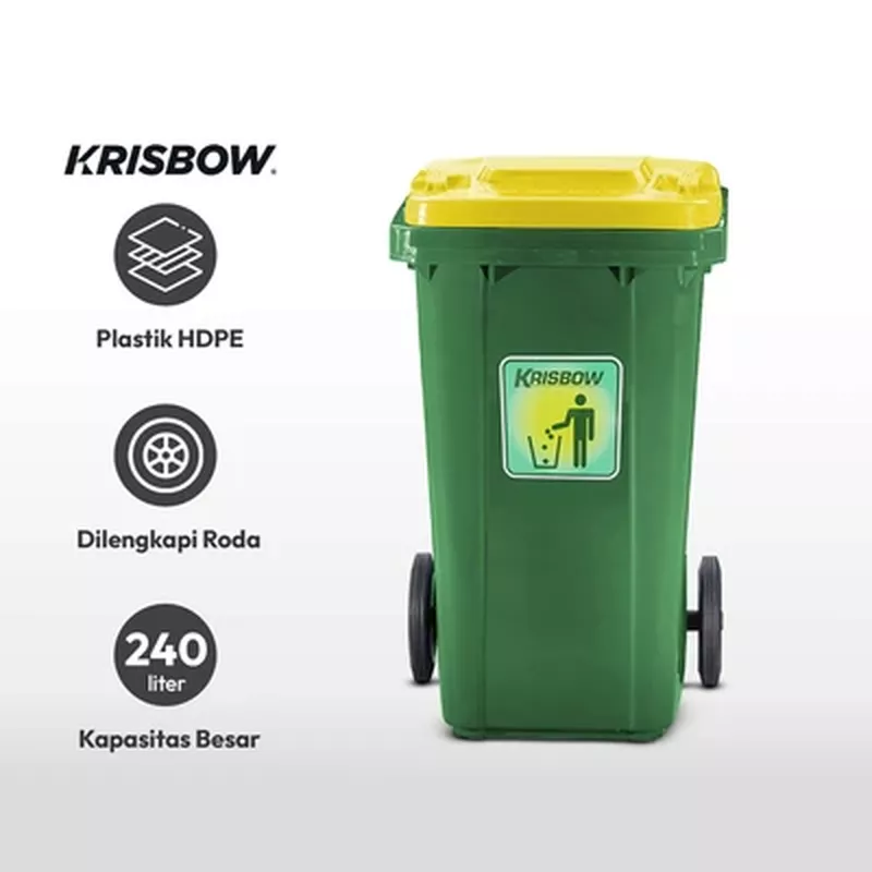 DUSTBIN NEW ECO 240L GREEN W/YELLOW LID (Merk Krisbow)
