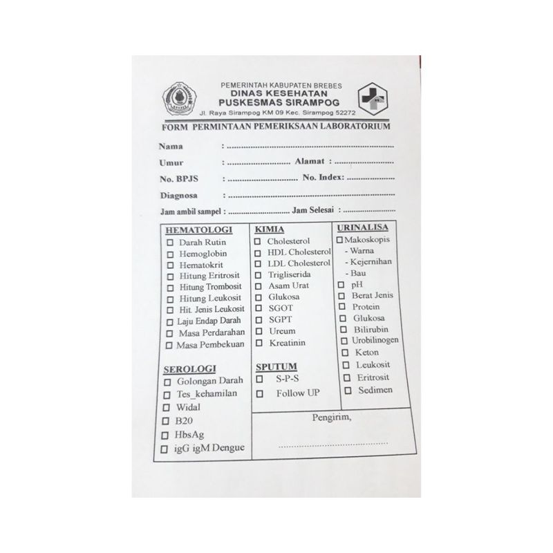 FORM PEMERIKSAAN LAB